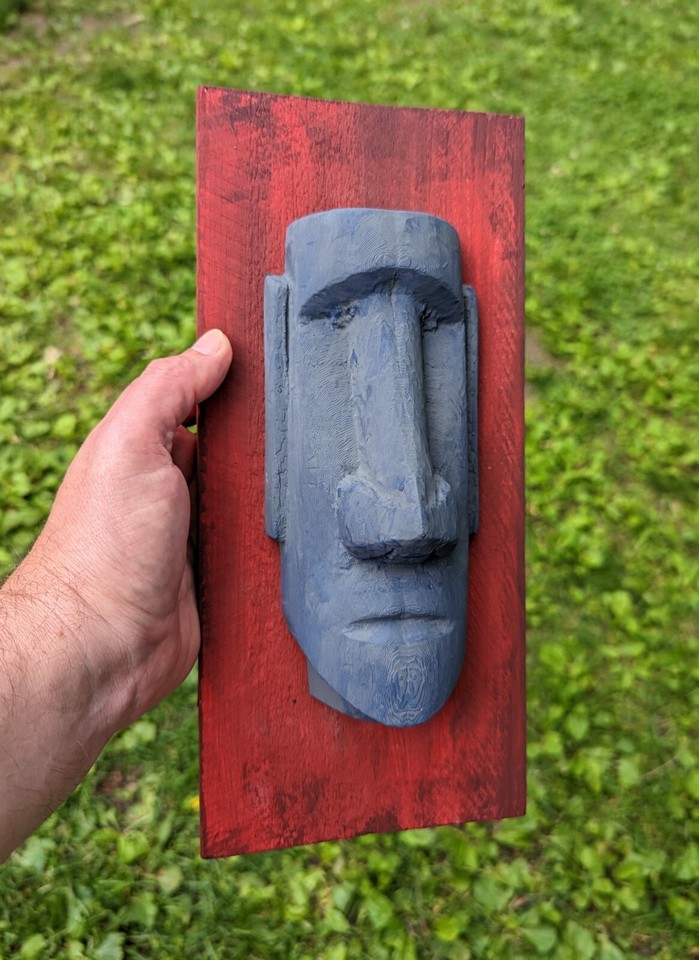 Wall Hanging Moai Head Tiki Mask -Easter Island Tiki Bar Art Decor ...