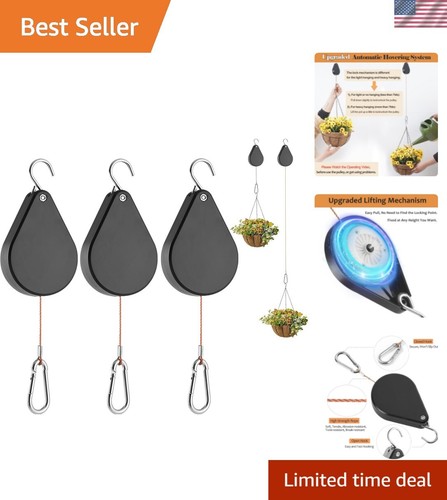Premium Retractable Plant Hangers with Industrial Strength - 3 Heavy ...