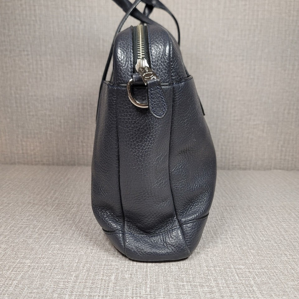 Coach Hamilton Pebbled Leather Laptop Computer Briefcase Bag Blue Tote ...