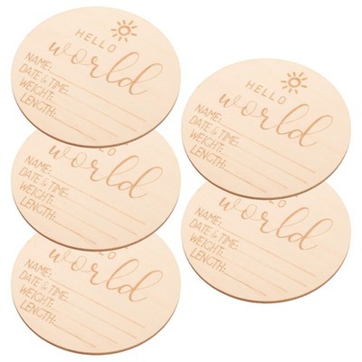 5 pcs Baby Birth Announcement Sign Newborn Name Sign Wooden Birth ...
