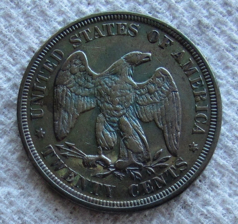 1876 20 Cent Piece Rare Key Date Twenty Cent Piece XF / AU Detail ...