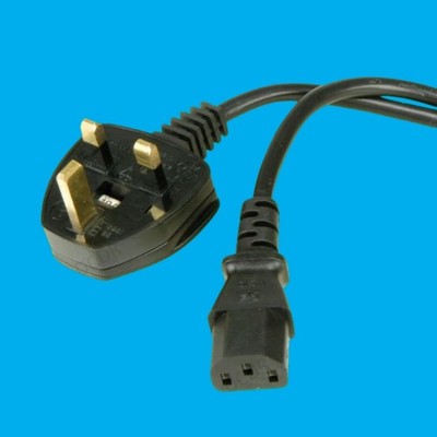 5m Long IEC C13 UK Mains Power Cable & 3-Pin Plug, PC Computer Monitor ...