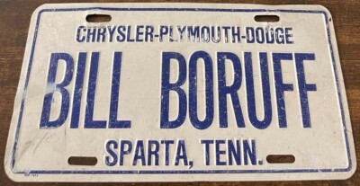 Bill Boruff Chrysler Dodge Dealership Booster License Plate Sparta ...
