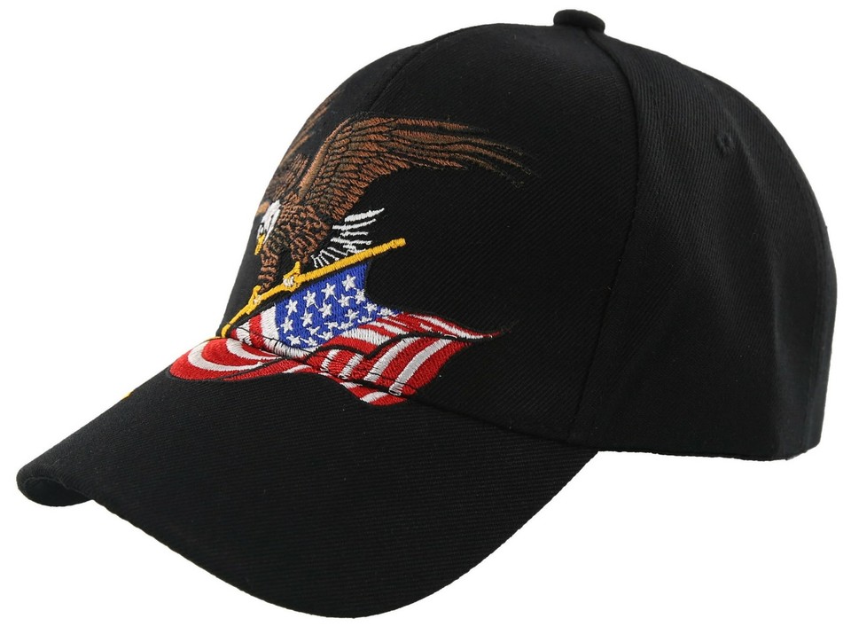 NEW! EAGLE USA FLAG NEW BALL CAP HAT BLACK | eBay
