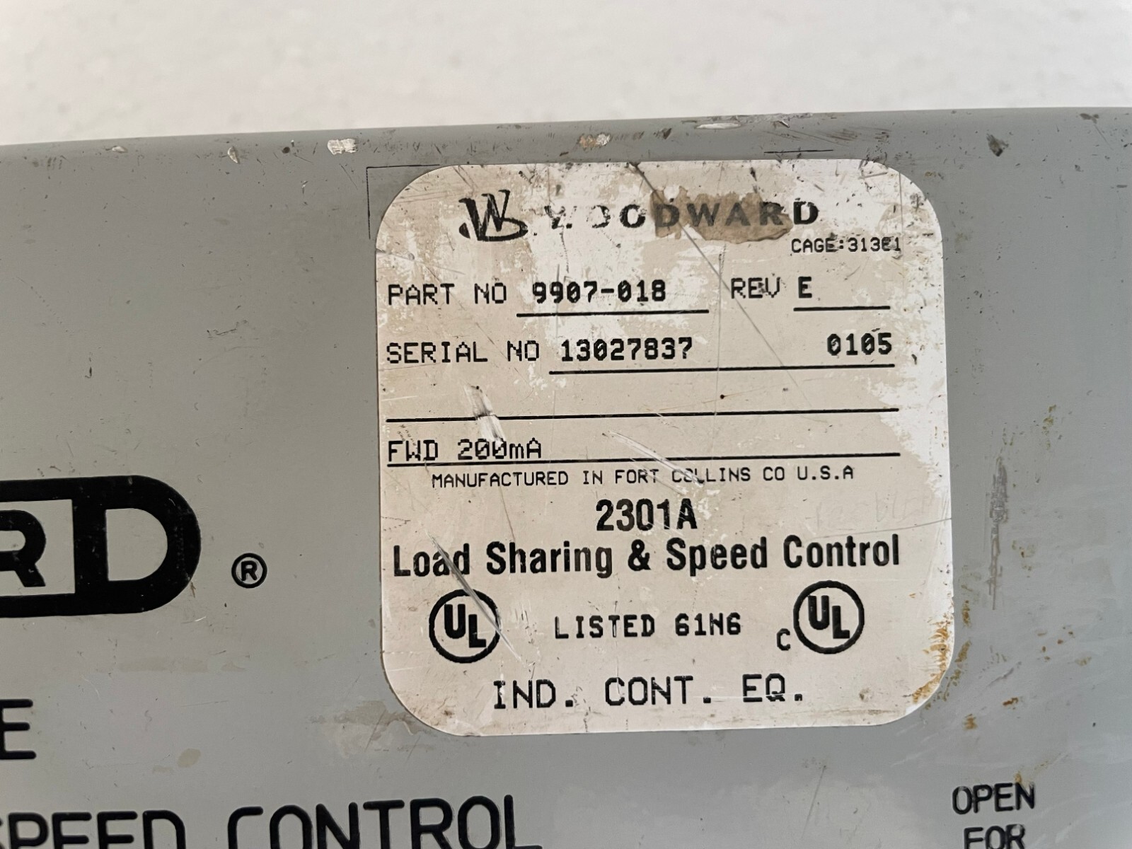 Woodward 2301a / 2301A Low Voltage Load Sharing AND Speed Control 9907 ...