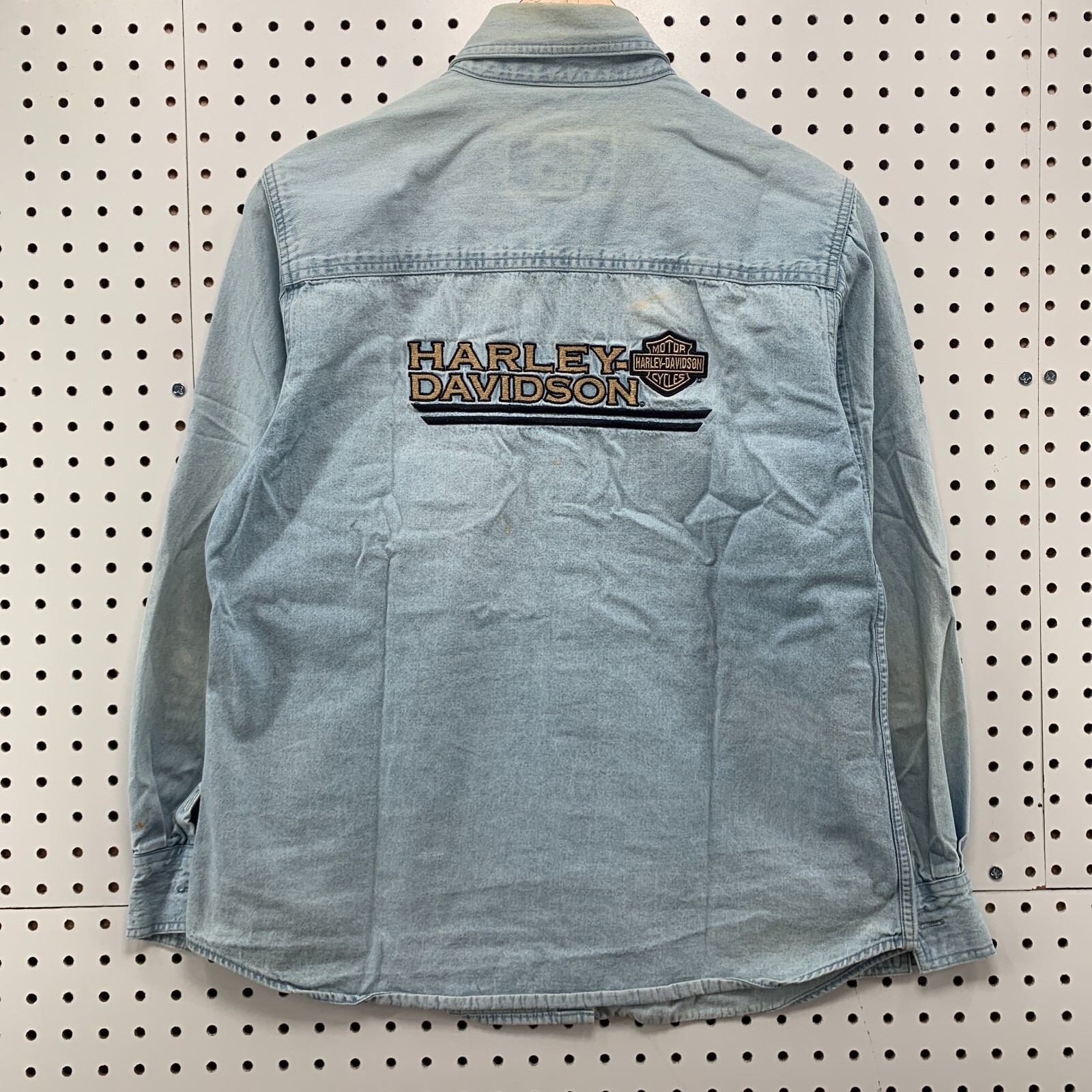 Harley Davidson Motorcycle Denim Button Shirt Blue Ad… - Gem