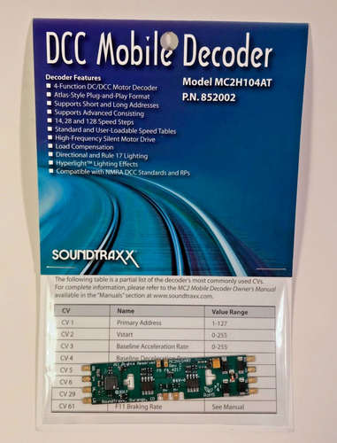 SoundTraxx MC2H104AT DCC Mobile Decoder #852002 NON-SOUND - ***NEW IN ...