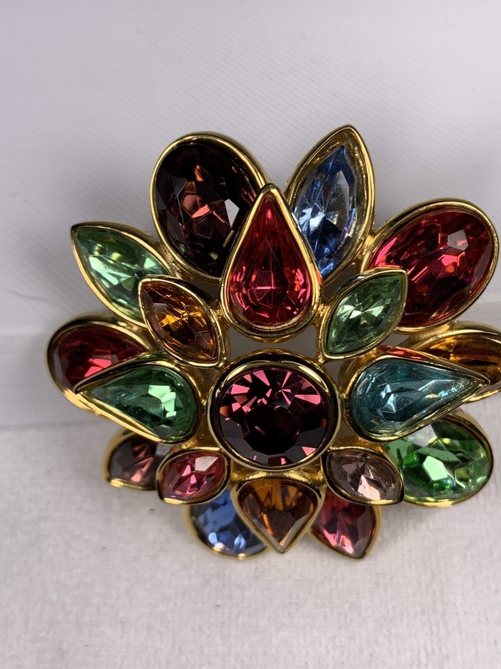 Vintage Joan Rivers Bejeweled Crystal Flower Brooch/Pin Rare | eBay
