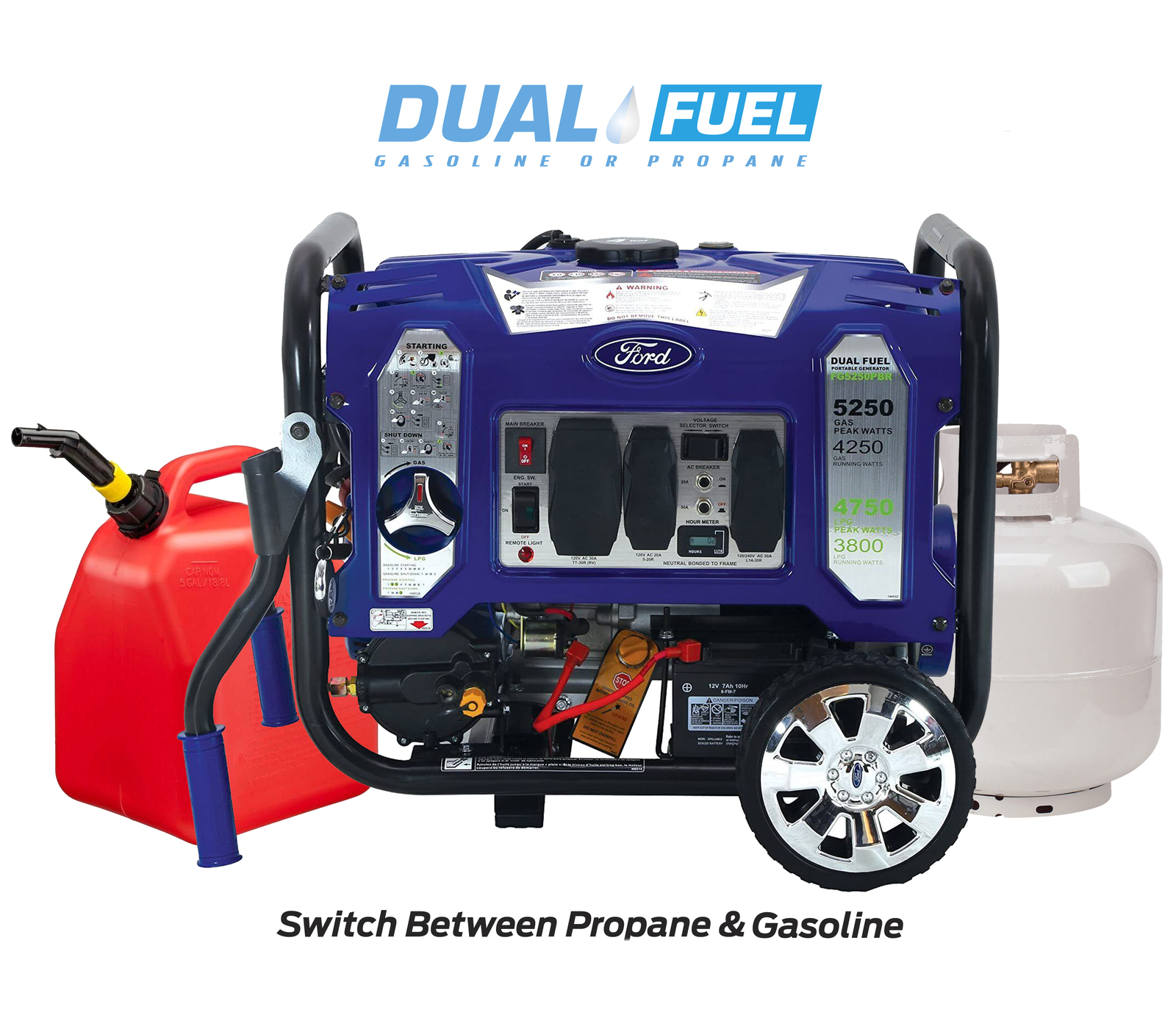 Ford FG5250PBR 5250W Portable Dual Fuel Gas Propane Generator for sale ...