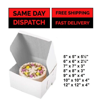 Fold Flat Cake Boxes White Cardboard Pastry Muffins Cupcake Storage Box ...