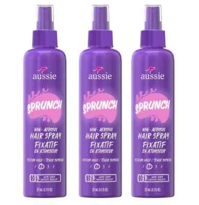 Aussie SPRUNCH Non-Aerosol Hair Spray for Curly or Wavy Hair, 8.5oz Ea ...