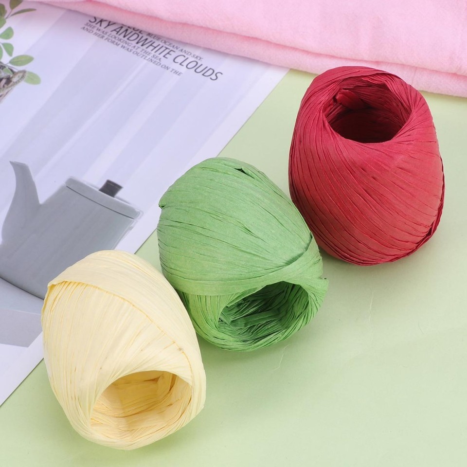 3 Rolls Packing Tape Raffia for Crafts Paper Ribbon Present Wrapping ...