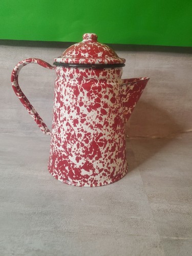 Vintage Red Splatterware Enamelware Coffee Pot by CGS International ...