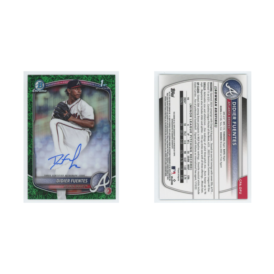 2025 Bowman Chrome Didier Fuentes Green Grass Refractor Auto /99 Braves ...