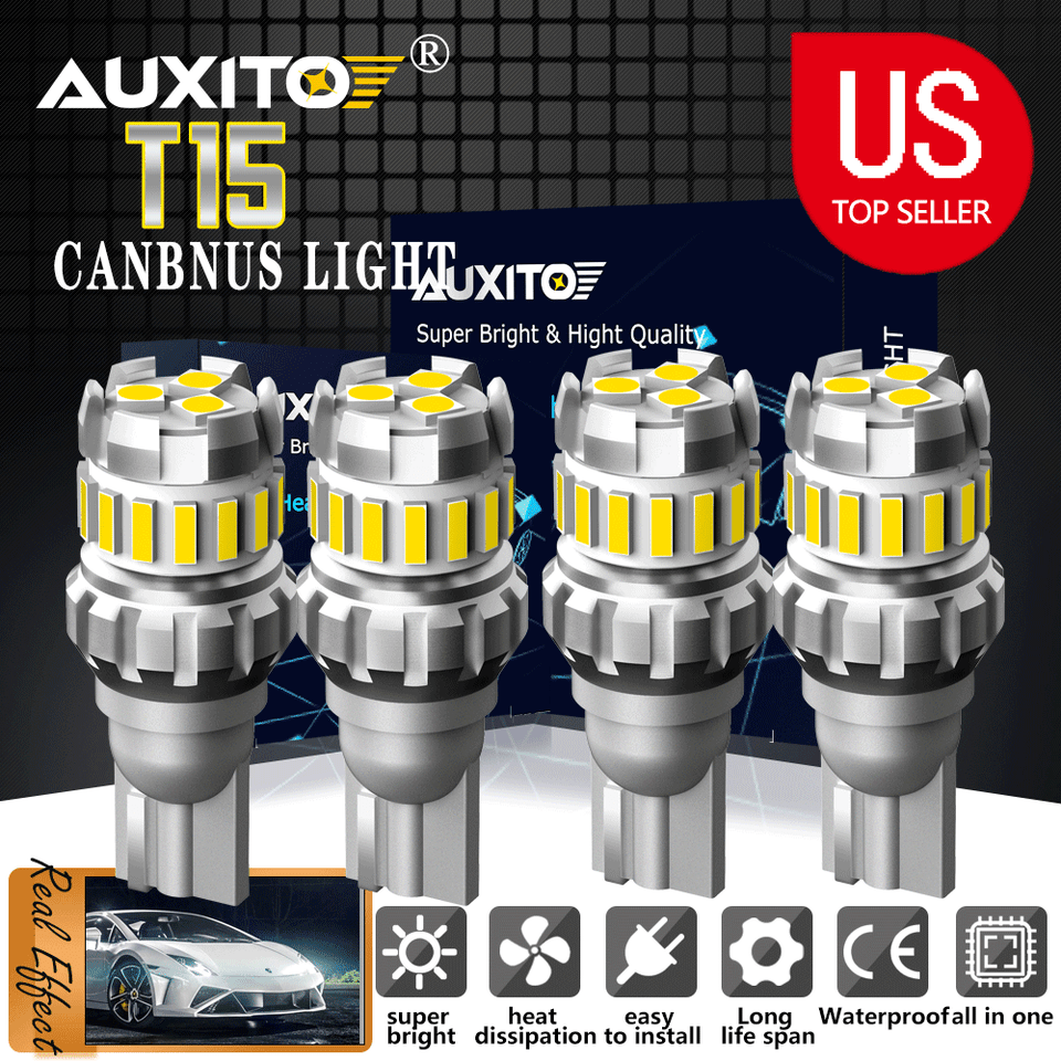 4X AUXITO Canbus 912 921 T15 W16W White LED Bulb For Car Backup Reverse ...