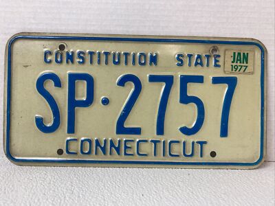 1977 Connecticut Constitution State License Plate SP-2757 Collectible ...