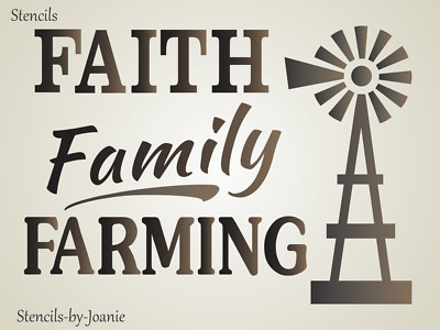 Faith Family Farm STENCIL Windmill Country Western Rustic Prim DIY ...