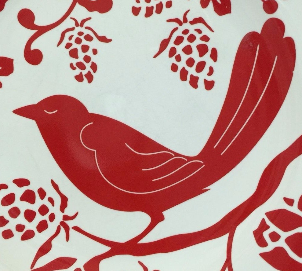 Red Bird Plates by Pier 1 Dessert/Salad 8 1/4" Red Flowers Stoneware ...