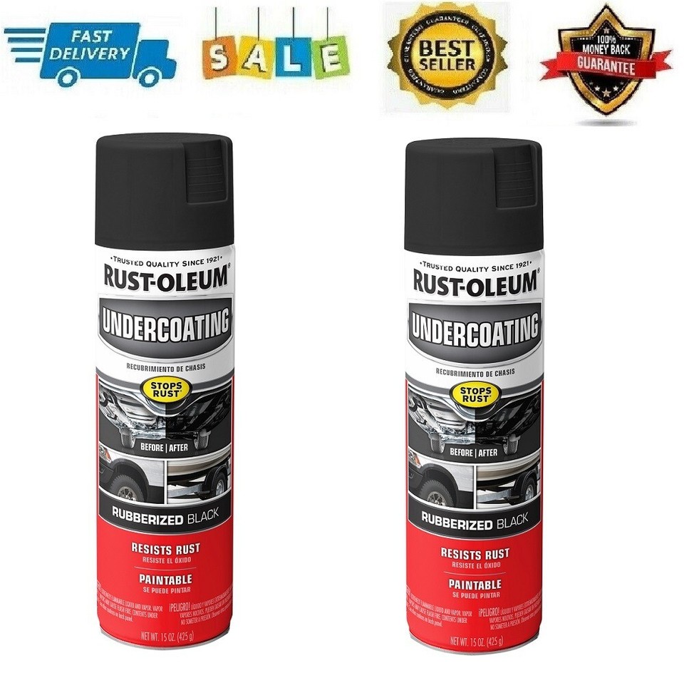 2PC Black Cars Truck Undercoating Rubberized Protection Coating Spray ...