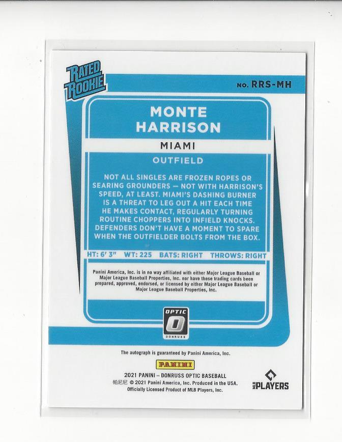 2020 Donruss Optic Signature Series Monte Harrison Rookie AUTOGRAPH ...