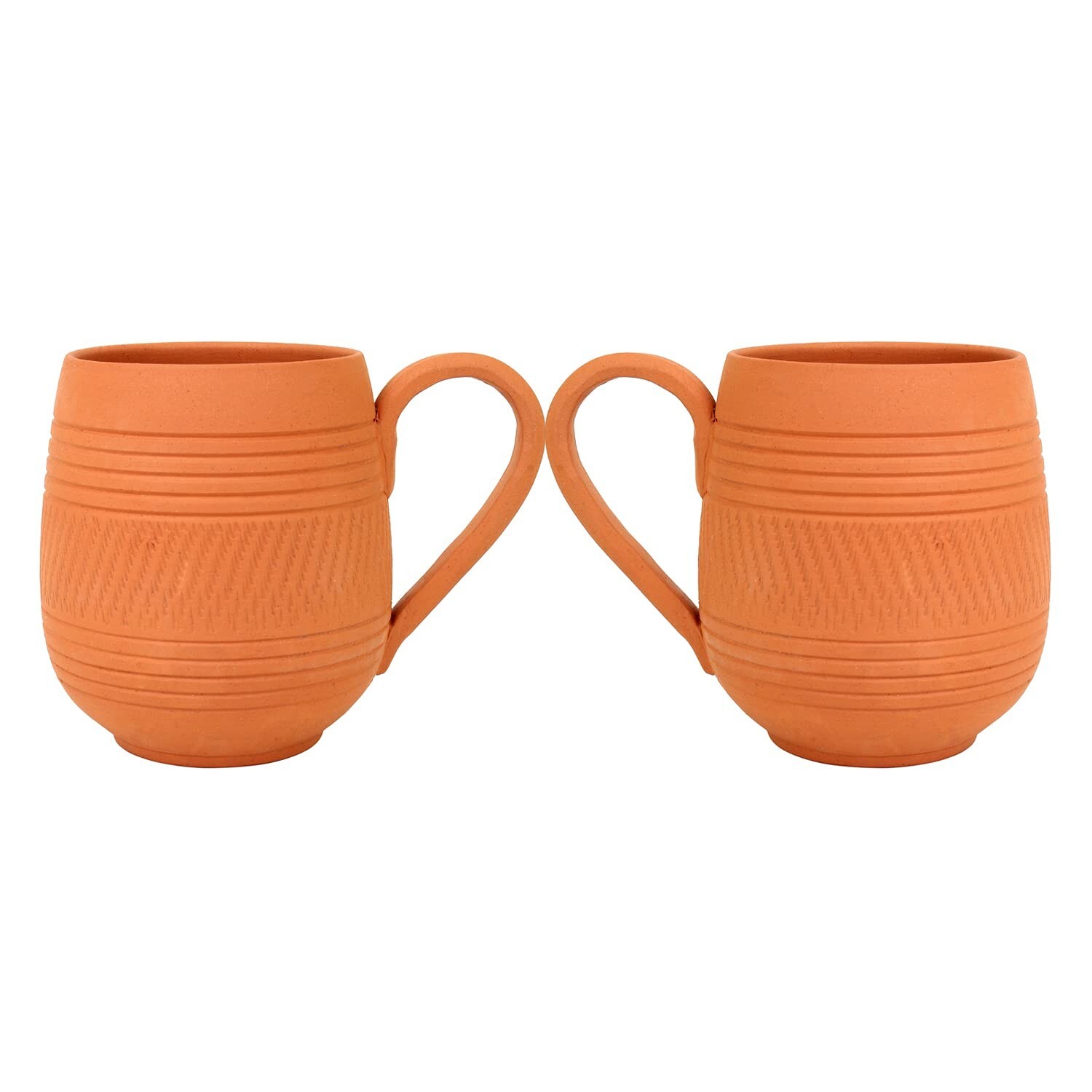Handcrafted Earthern Clay Tea Cup Coffee Mug Set of 2 Pcs - 225 ml each ...