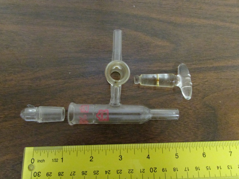 Kontes Custom Laboratory Glass Stopcock Assembly With Stoppers | eBay