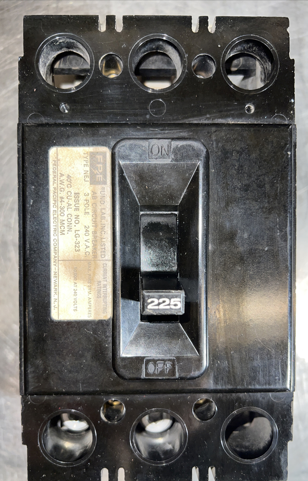 FPE Type NEJ 3 Pole 225 Amp 240 Volt Issue No LG-323 Circuit Breaker | eBay