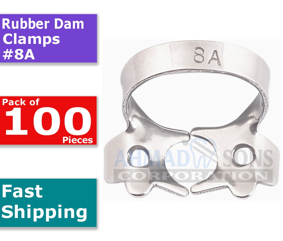 100 PCS Dental Rubber Dam Clamps Endodontics Ivory Retractors Premolar ...
