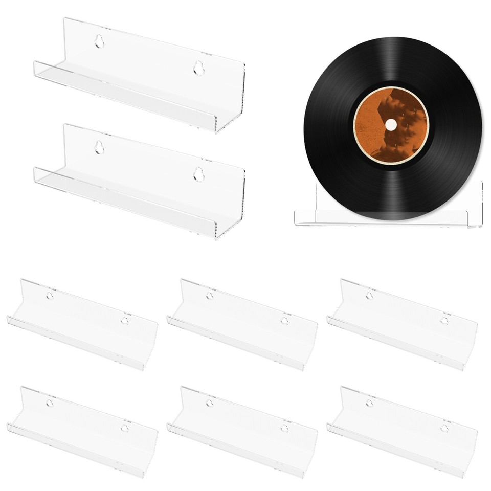 8Pcs Acrylic Record Holder 7" Vinyl Records Wall Display Mounted Record ...