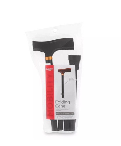 Equate Folding Cane for All Occasions, Height Adjustable, Black, 300 lb ...