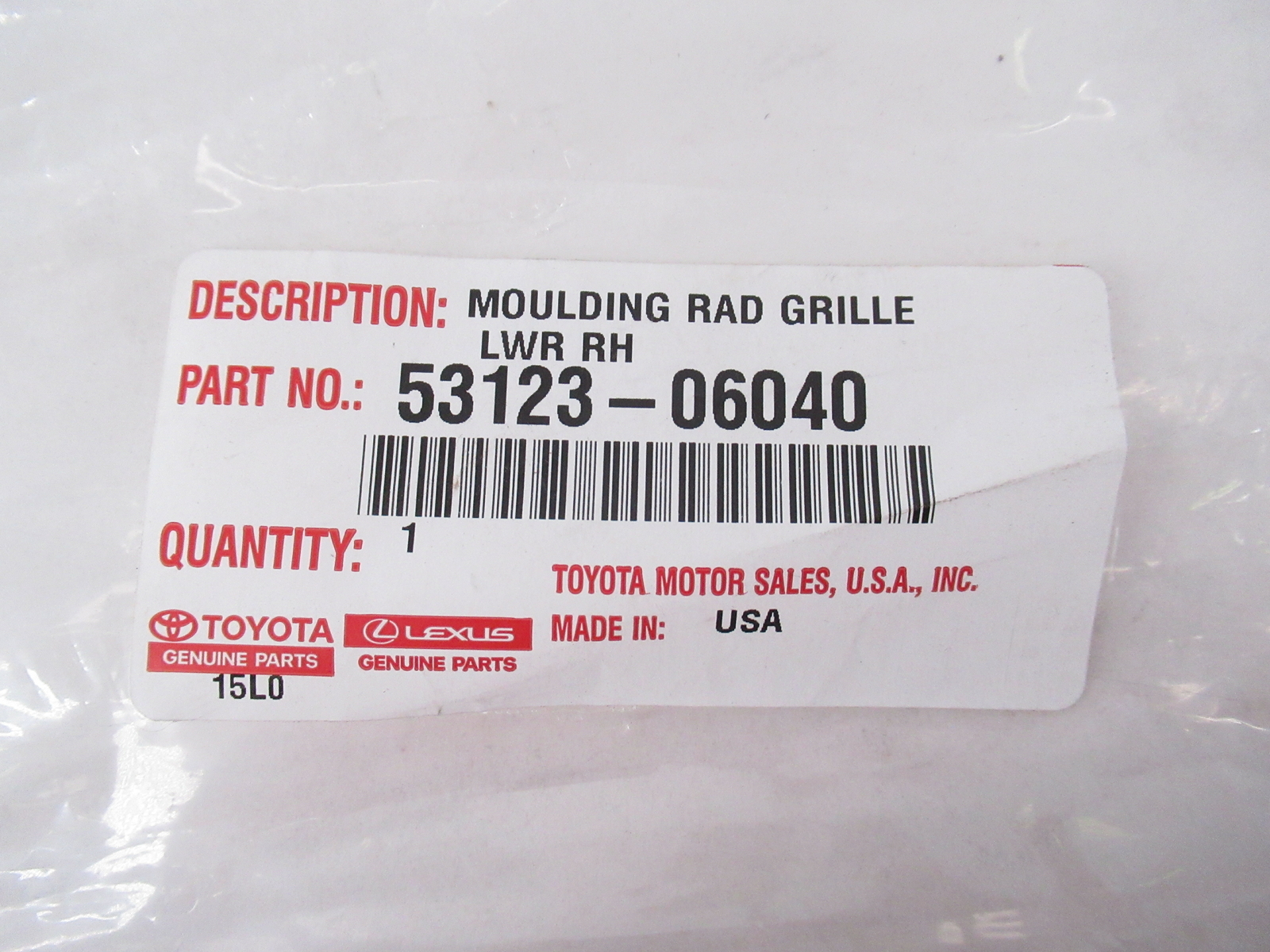 Genuine OEM Toyota 53123-06040 Passenger Lower Grille Molding 2018-2020 ...