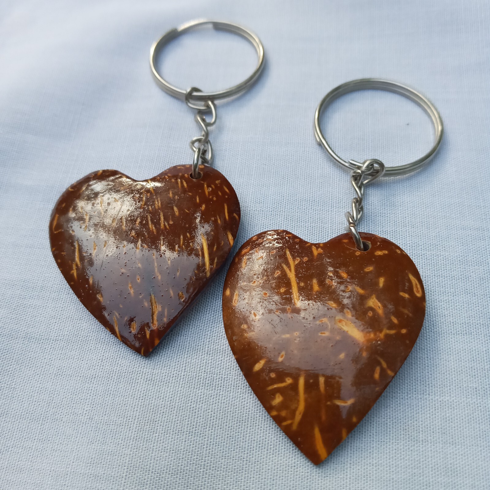 Coconut Shell Key Tag Heart Shaped Eco Friendly Handmade Brown Sri ...