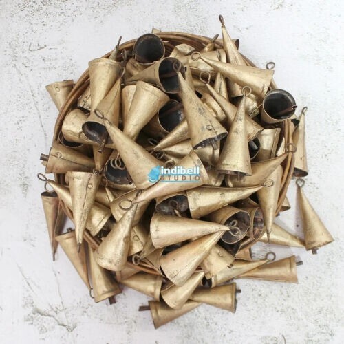 100 Triangular Rustic gold Tin Cow Bells bulk 3" vintage style ...