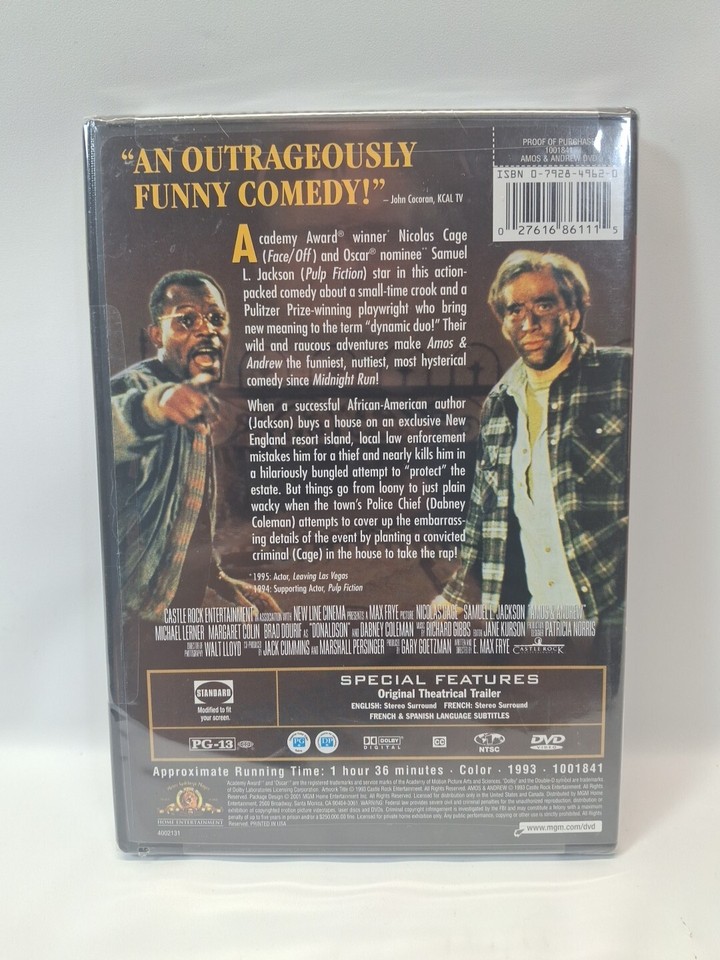 Amos & Andrew DVD (2001) Nicolas Cage - Samuel L. Jackson - Brand New ...
