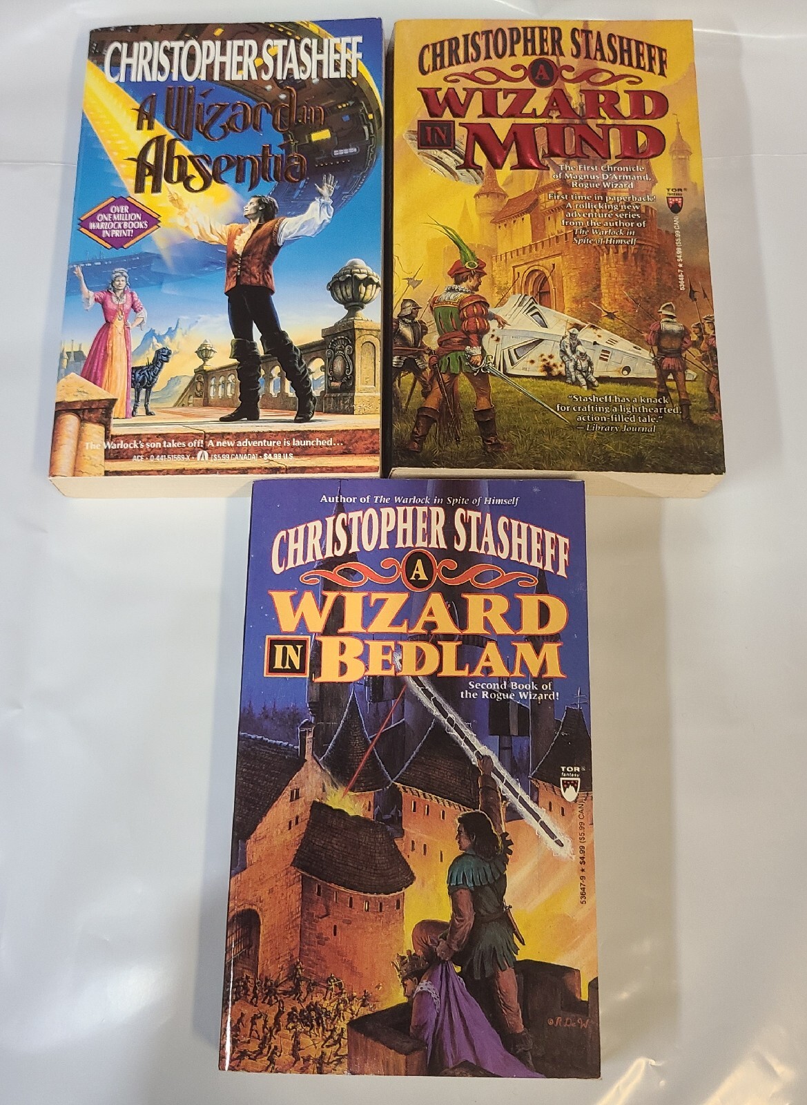 Christopher Stasheff~ROGUE WIZARD BOOKS 1-3 / Wizard in Absentia + Mind ...