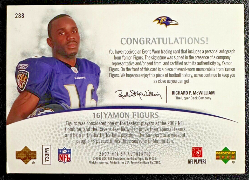 YAMON FIGURS 2007 SP Authentic Rookie Patch Autograph RC 316/725 | eBay