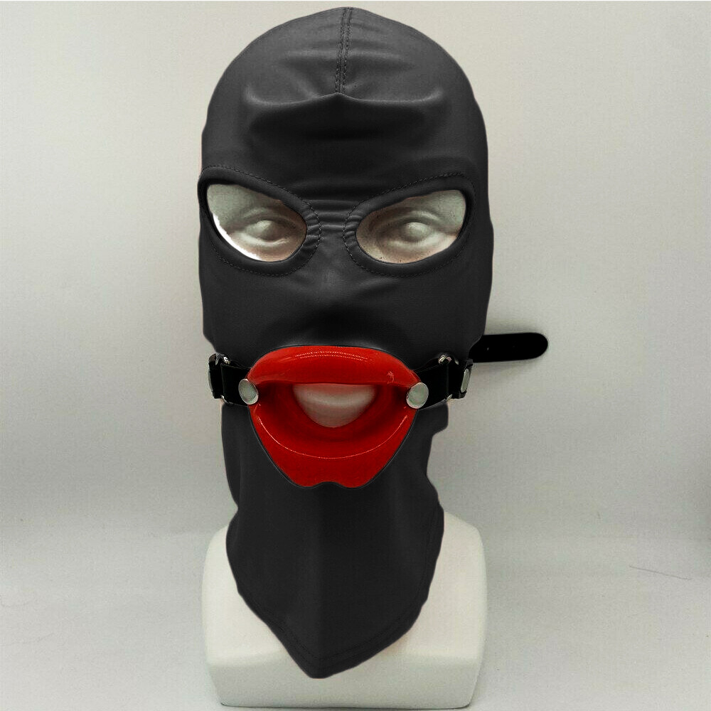 Open Mouth Hood Gimp Face Mask Head Cosplay Gimp Harness Open Mouth Gag ...