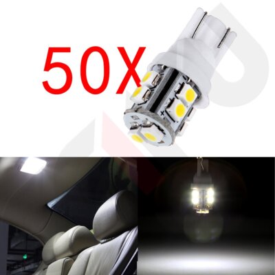 50Pcs T10 Pure White 194 168 3528 10SMD LED Interior Backup Reverse ...