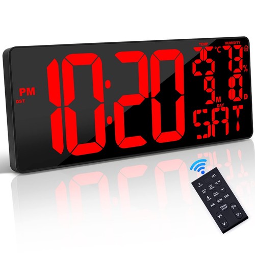 Xflyee Oversized 18" Large Digital Wall Clock with Remote Control Auto ...