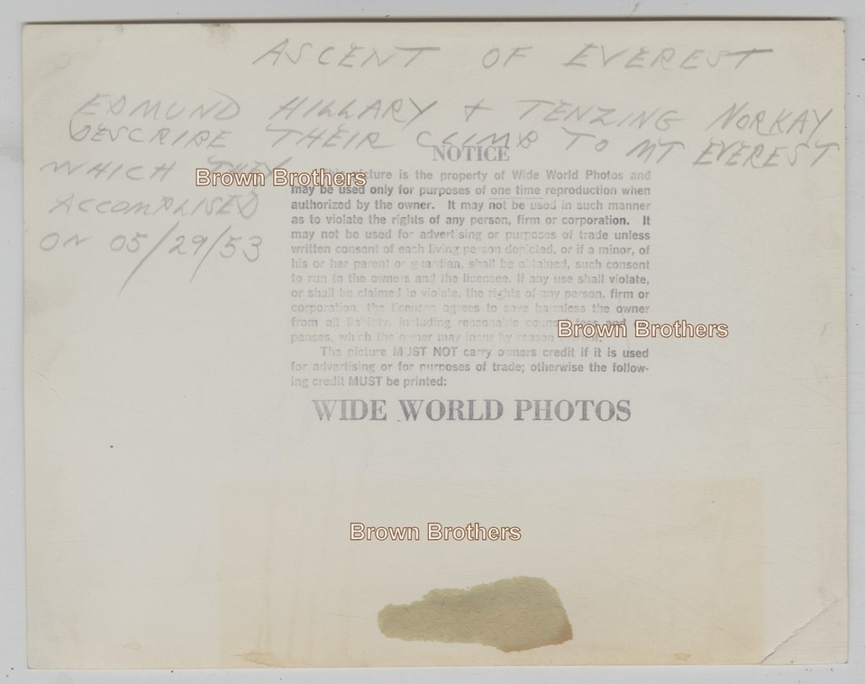 Vintage 1953 Mt Everest Climber Explorer Edmund Hillary & Tenzing ...