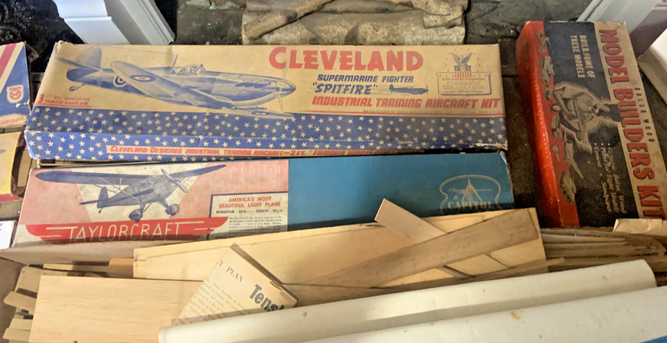 ~ HUGE Lot of Vintage Model Plane Kits Blueprints Boxes Supplies ...