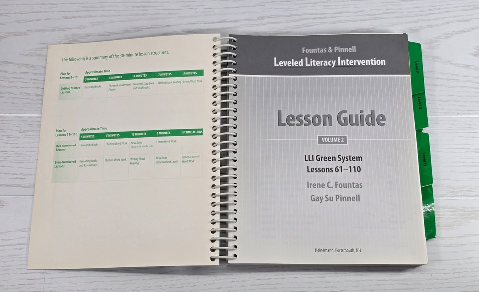Fountas Pinnell LLI Green System Lesson Guide Vol 2 Levels A-J ...