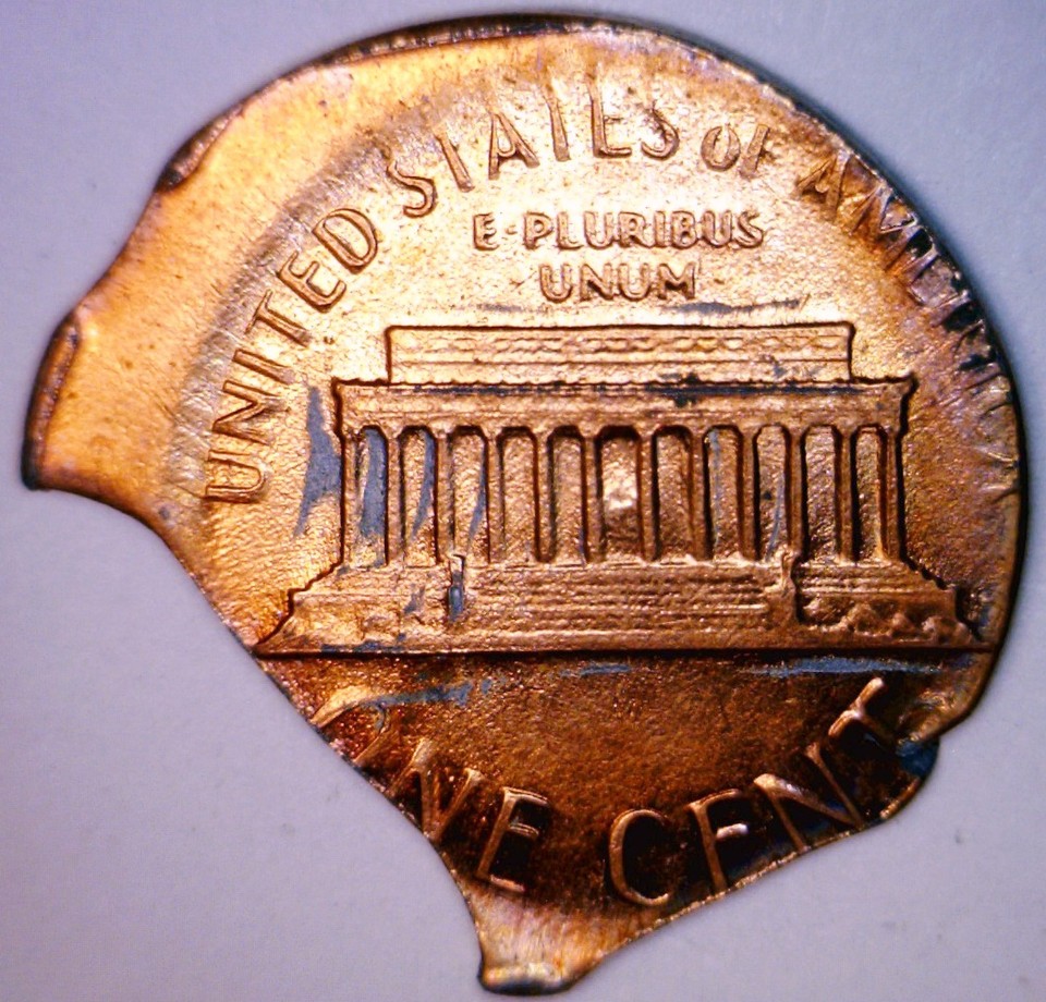 1985d ERROR Off Center + TRIPLE CLIPPED Lincoln Cent BU + Det. Coin O/C ...
