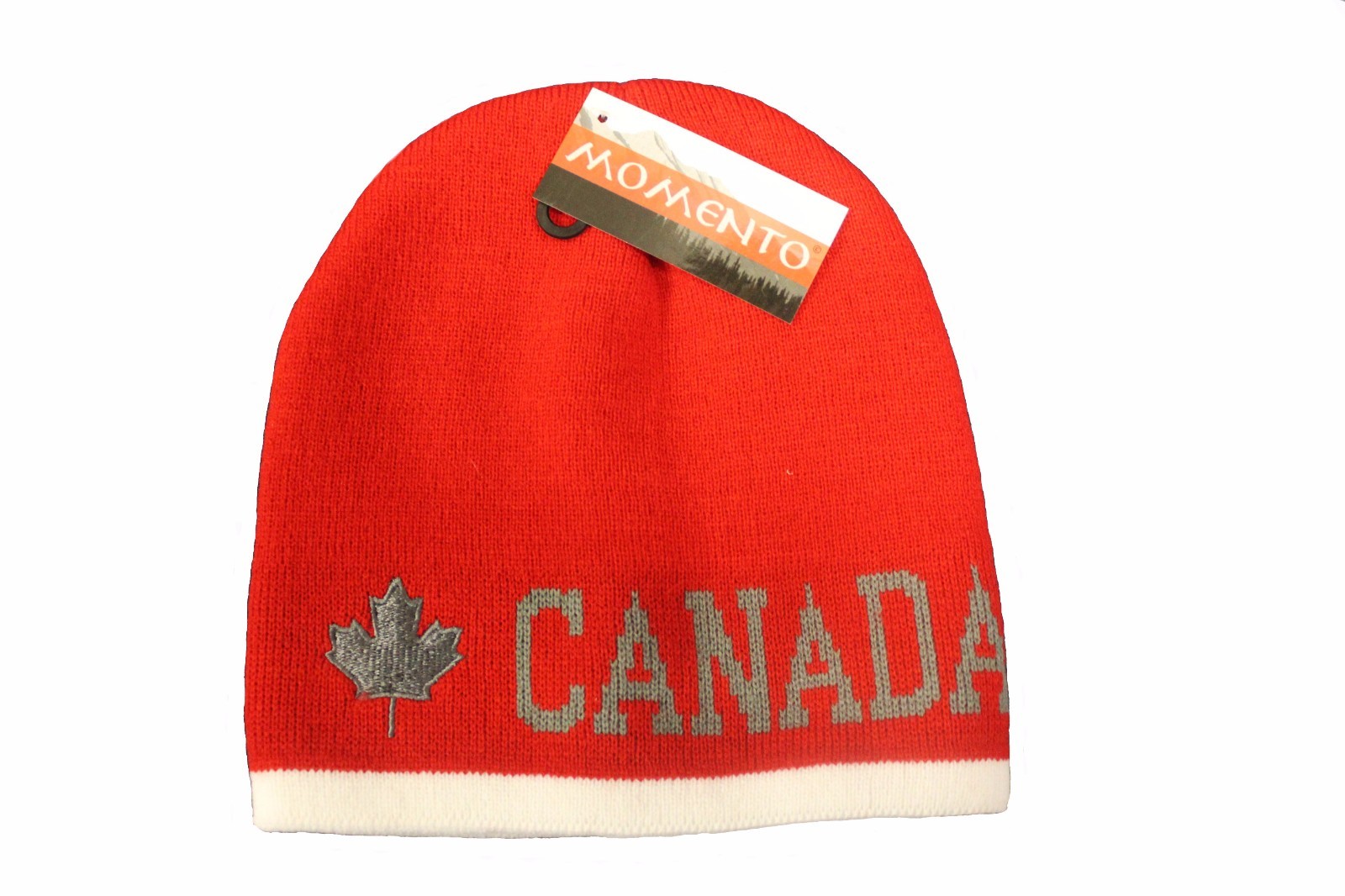 CANADA MAPLE LEAF RED WITH WHITE STRIPE TOQUE HAT..FOR ADULTS.. MOMENTO ...