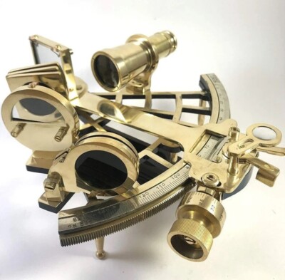 Nautical hand-made brass 9"sextant nautical working navigational ship ...