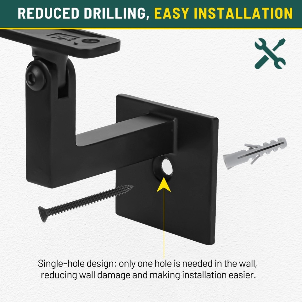 5 Pack SS304 Adjustable L-Shape Heavy Duty Wall Square Handrail ...