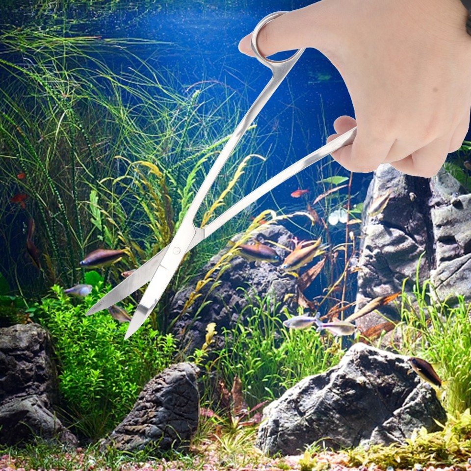 CM Stainless Steel Wave Scissors Aquarium Tank Aquatic Plant Tongs ...