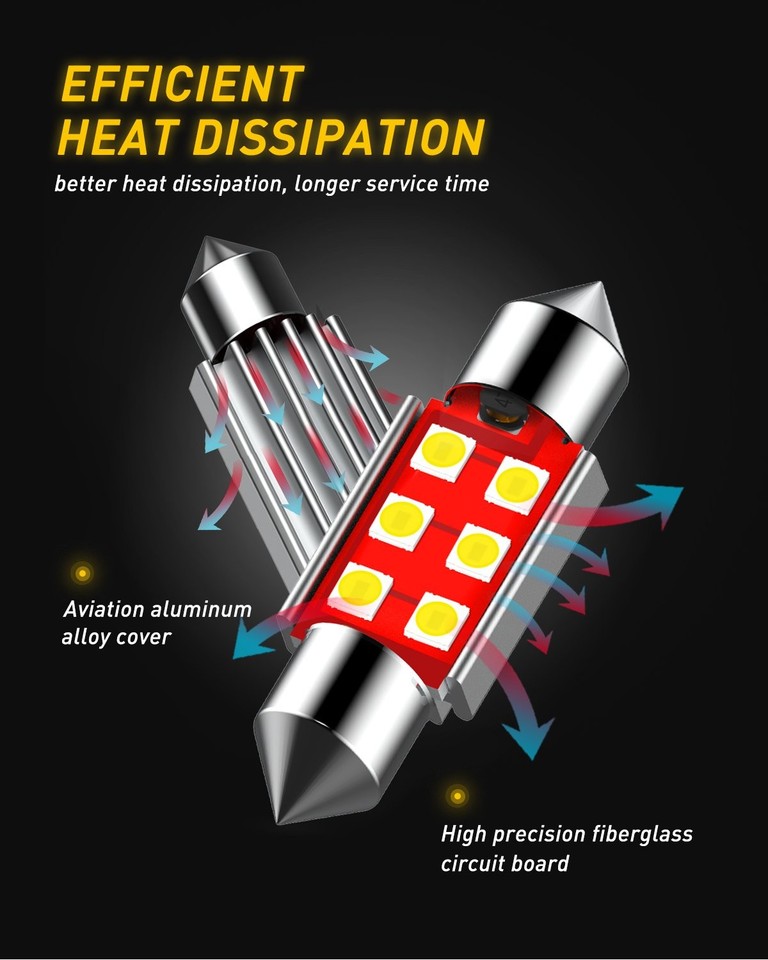 4PCS AUXITO 41MM CANBUS 578 212-2 Dome Map Light White Bulb LED ...