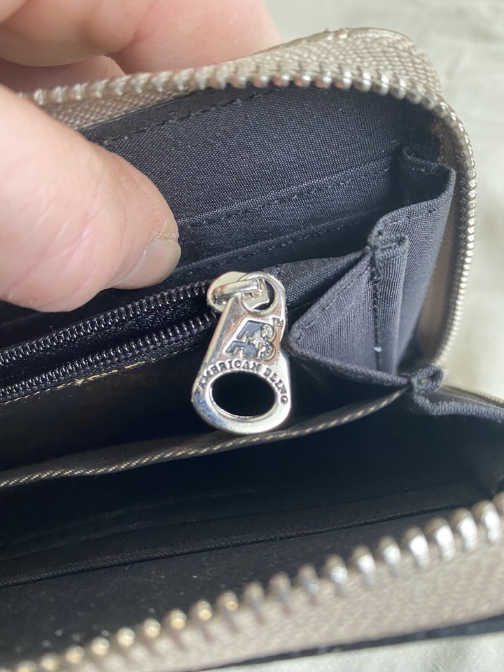 American Bling Wallet Black & Bronze Rhinestone Bling Zip Around 7.5 ...