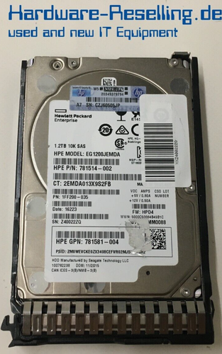 HPE 1,2TB HDD 12G SAS 2,5 " EG1200JEMDA 781514-002 1FF200-035 718292 | eBay
